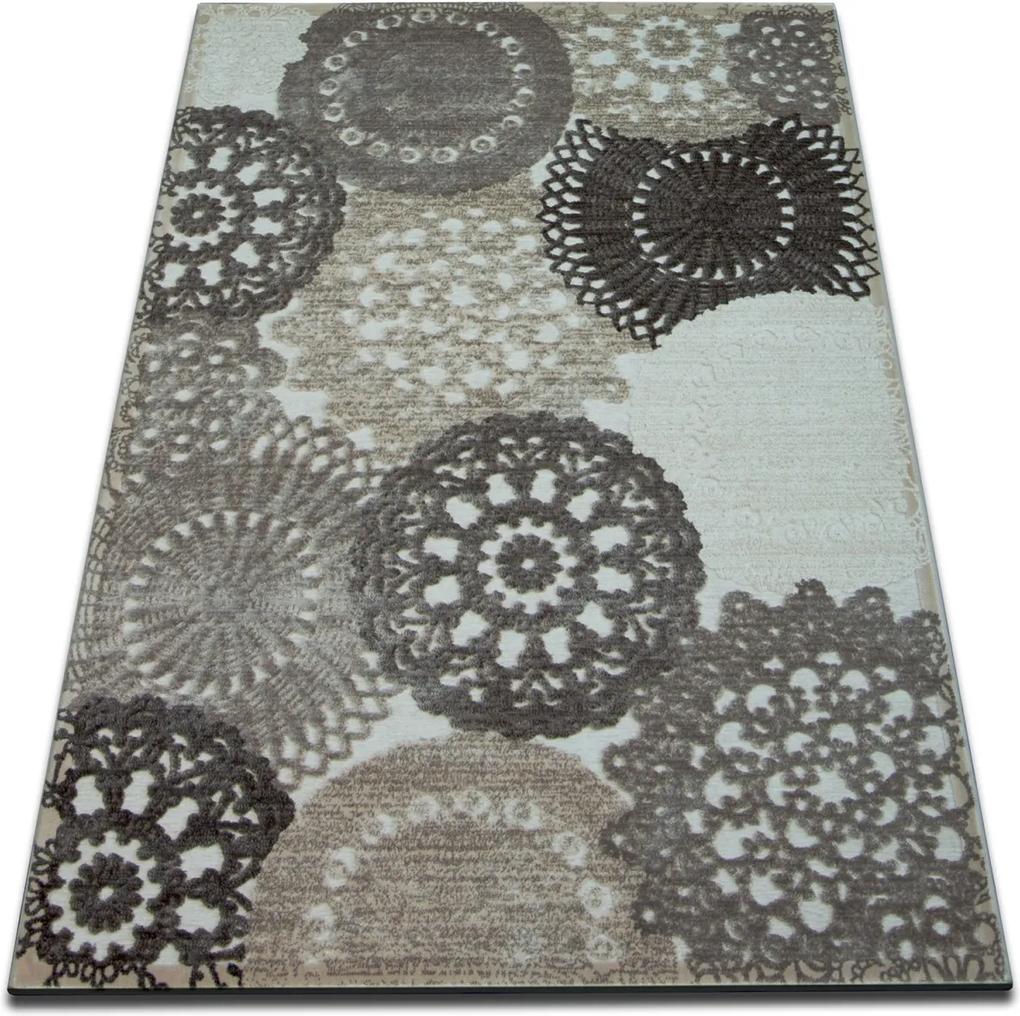 Akrylový kusový koberec Yazz Circles béžový 133x190