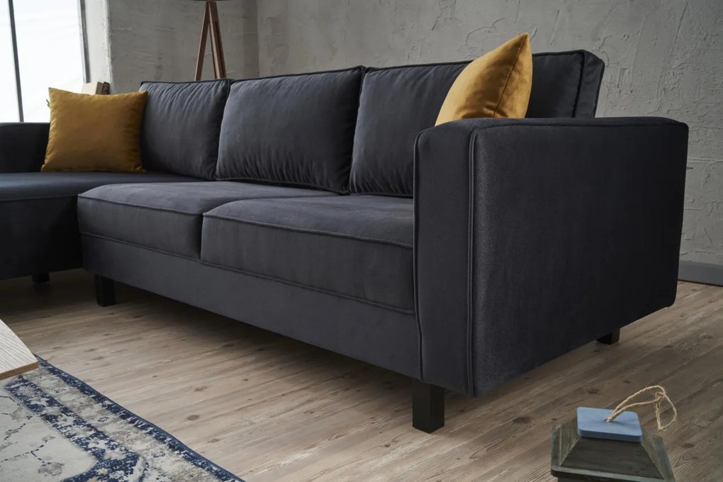Hanah Home Sametová pohovka KALE antracit levá 825BLC2721