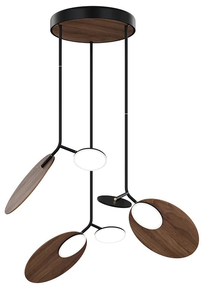 Stropní svítidlo v organickém designu Ballon 3 Dekor: Černá / Ořechové dřevo, Stmívání: Stmívatelné Casambi, Výška: 1280 mm