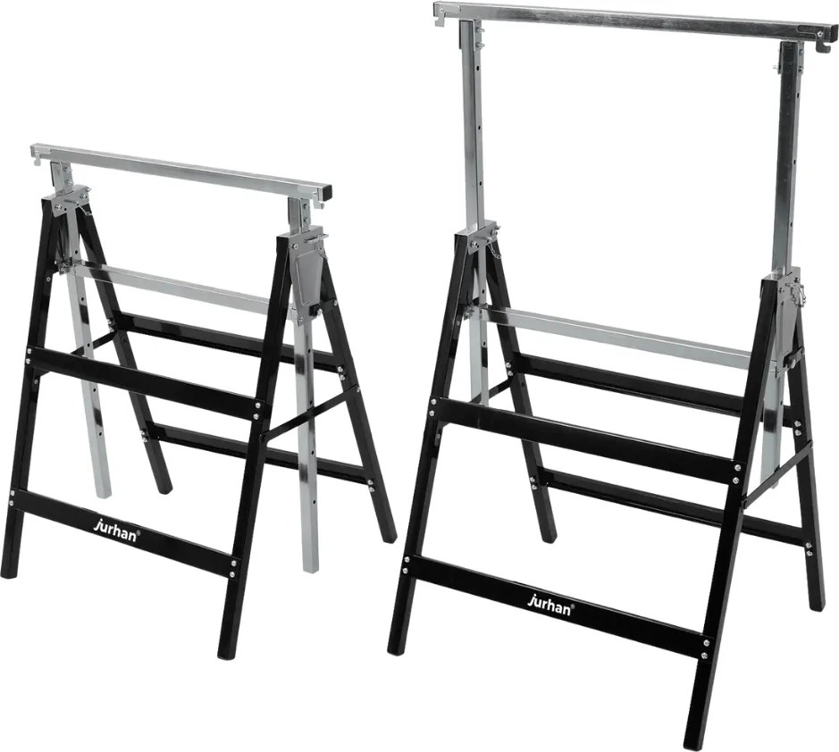 Teleskopické lešenářské kozy DANNY, sada 2 ks, max. 200kg, 60 x 56 x 81-130cm, stříbrná/černá Jurhan