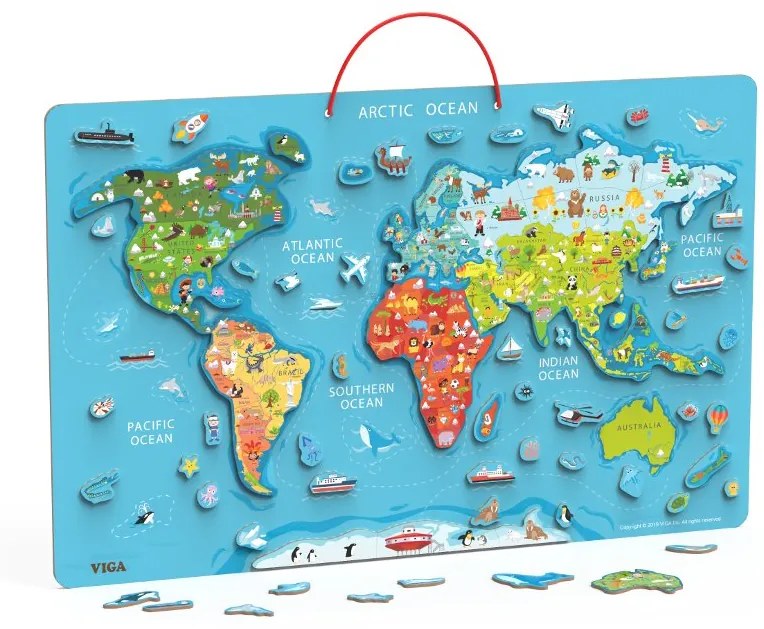 Viga Dřevěná mapa světa s tabulí 2v1