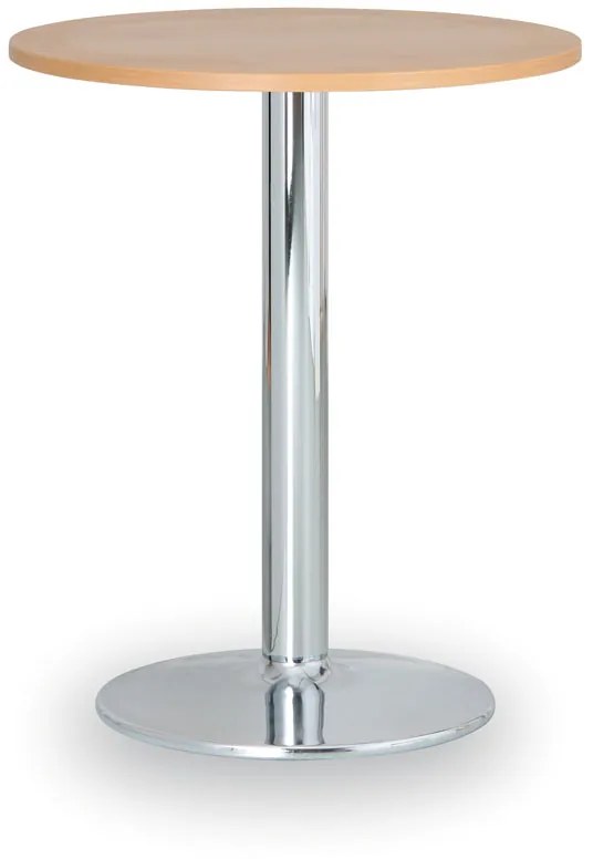 Konferenční stolek FILIP II, průměr 800 mm, chromovaná podnož, deska bříza