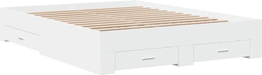 Rám postele se zásuvkami bílý 150 x 200 cm kompozitní dřevo 3280377