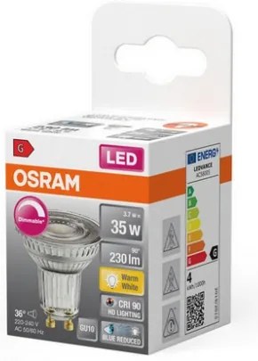 LED žárovka GU10 PAR16 OSRAM 3,7W (35W) teplá bílá (2700K) reflektor 36° stmívatelná
