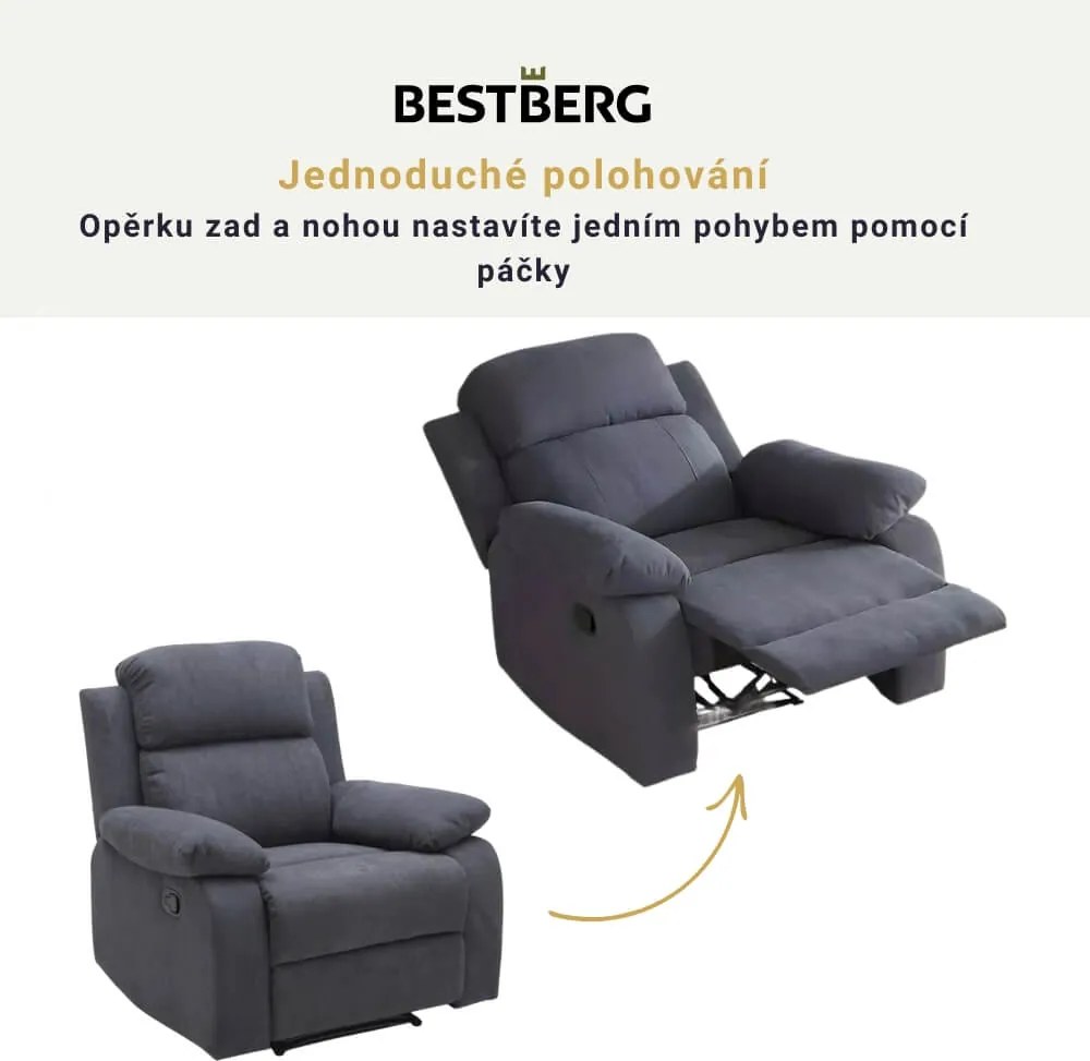 Relaxační polohovatelné křeslo BestBerg BBMCH-1DG / polyuretan/polyester / tmavě šedá