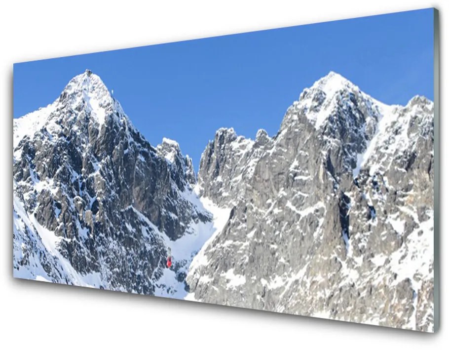 Obraz na skle Hora Sníh Krajina 100x50 cm