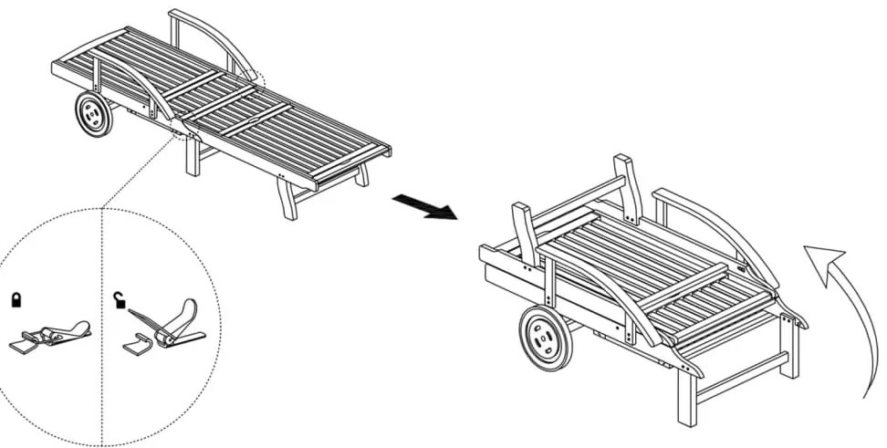 vidaXL Marketos Zahradní lehátko masivní akáciové dřevo