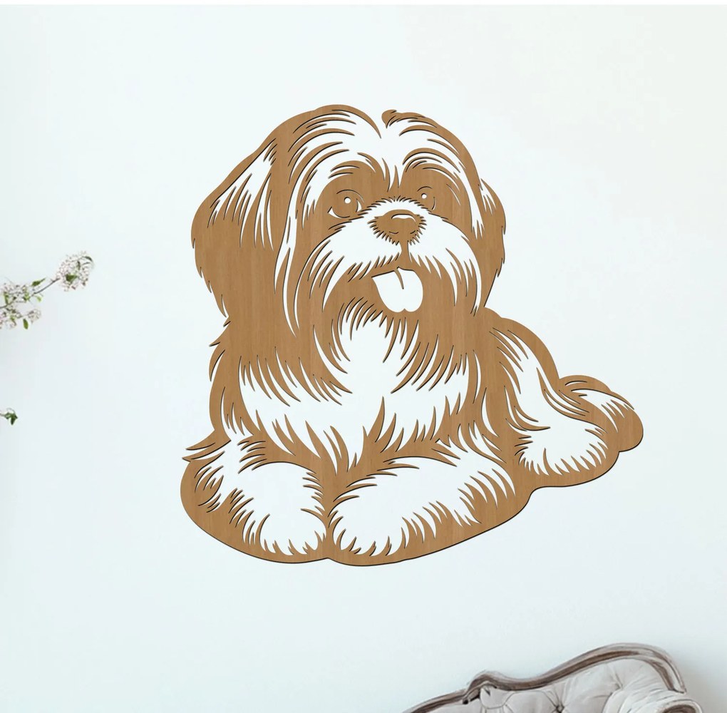 dřevo života Dřevěný obraz ležícího Shih Tzu Zvolte rozměr (cm): 60x60, Zvolte barvu dekoru: Černá