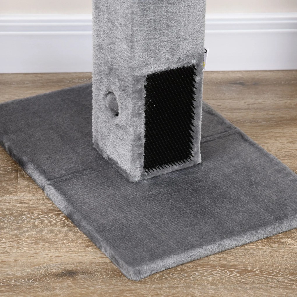 PawHut 79 cm Kočičí Škrabadlo se Závěsným Míčkem a Jutovým Sloupem 59.5x39x79 cm Šedé