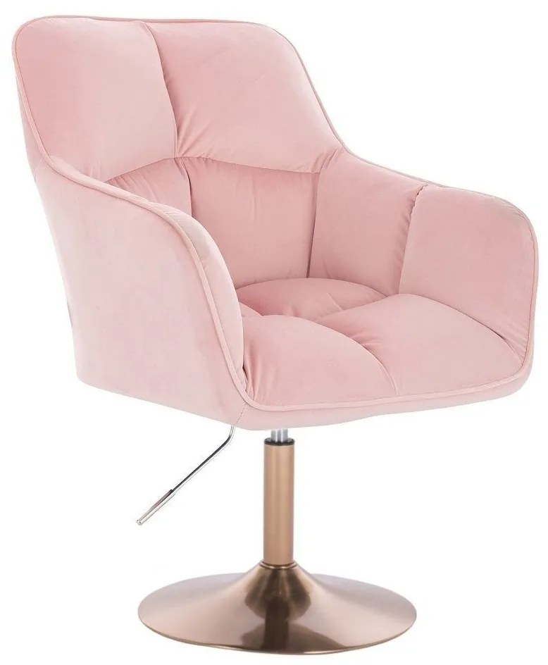 LuxuryForm DESIGN Otočné křeslo AMALFI VELUR na zlatém talíři - růžové