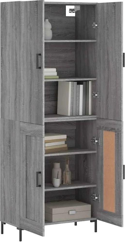 Skříň highboard šedá sonoma 69,5 x 34 x 180 cm kompozitní dřevo 3195793
