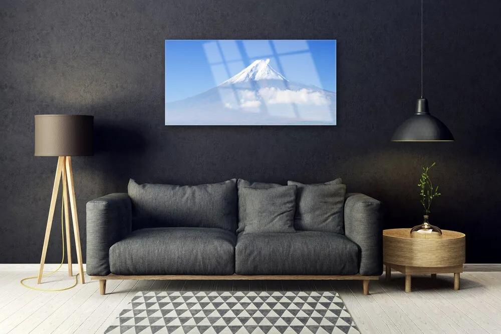 Obraz na skle Hory Mraky Nebe Krajina 125x50 cm