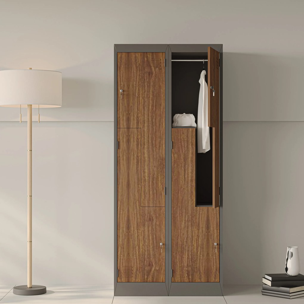 Šatní skříň typu L se 4 komorami, antracit/ořech, 800x1850x450 mm: JULIA Eco Design
