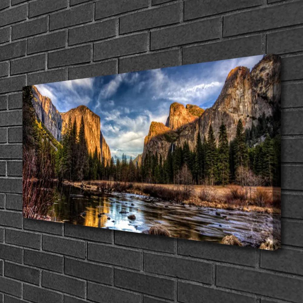 Obraz na plátně Hora Les Jezero Příroda 140x70 cm