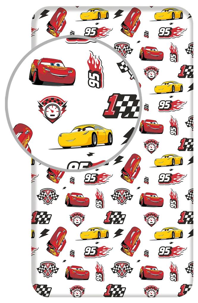 Jerry Fabrics Bavlněné napínací prostěradlo 90x200 + 25 cm - Cars 3 "McQueen"