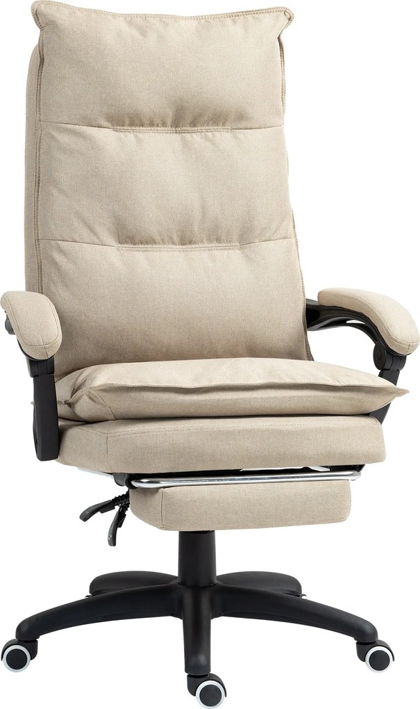 Masážní kancelářská židle Vinsetto, ergonomická židle s nastavitelnou výškou, sklápěcí opěradlo, vestavěný podnožník, ovládání pomocí kabelového ovla…