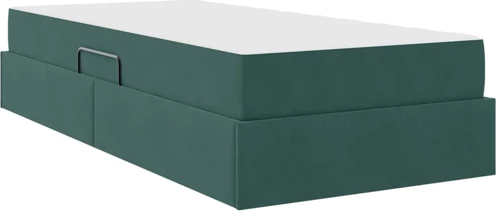 Postel s úložným prostorem a matrací Tmavě zelená 100 x 200 cm 3399703