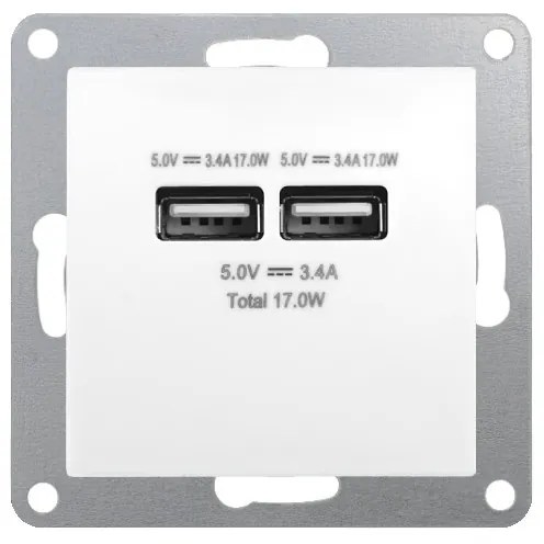Elhard 2xUSB zásuvka Vera, matná, bílá VZ2132W