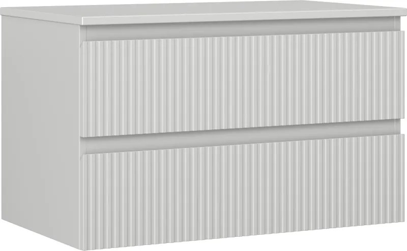 Mexen Rivel, koupelnová skříňka 80 cm s pracovní deskou, 2 zásuvky, drážkovaná, matná šedá, 91A20-08047-2-BFFC62