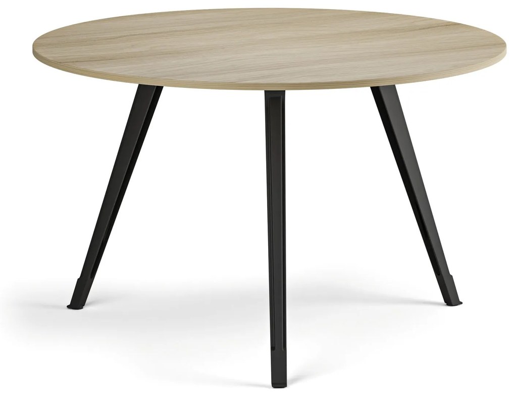 Konferenční stůl PRIMO ZEN, průměr 120 cm, černá podnož, dub přírodní