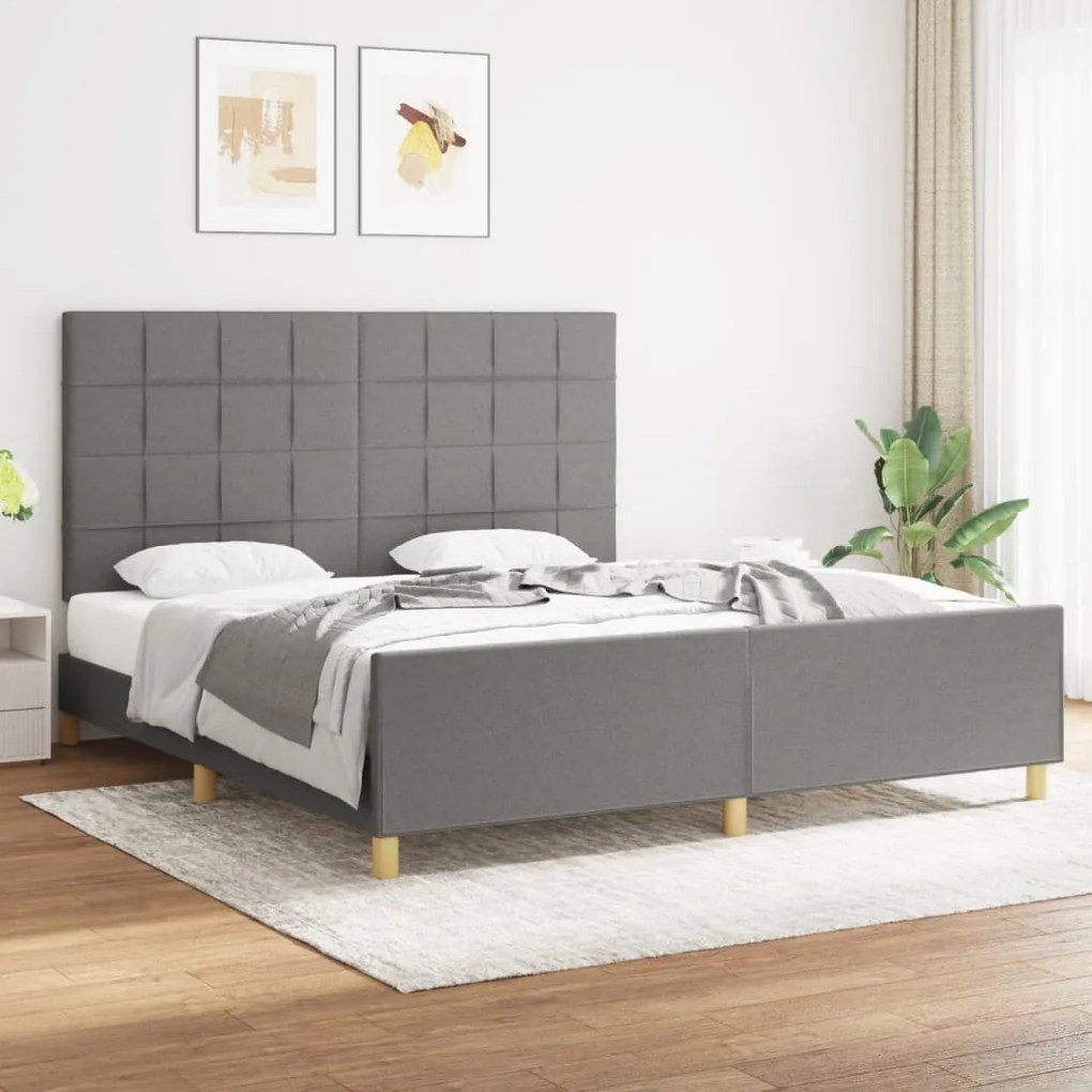 Rám postele bez matrace tmavě šedý 180 x 200 cm textil 3125074