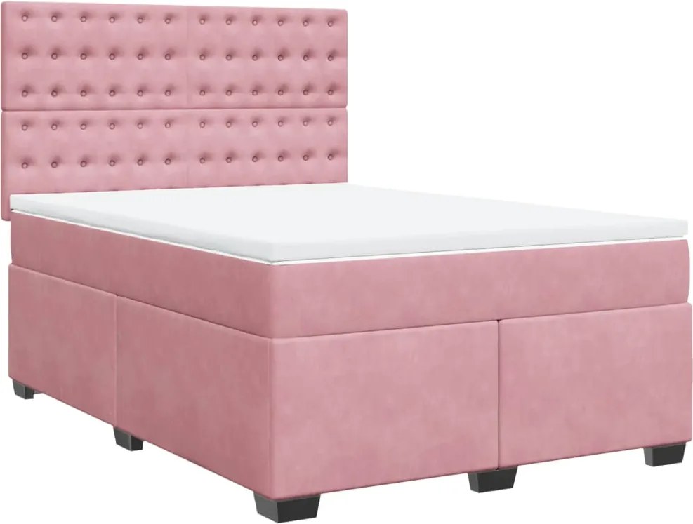 Box spring postel s matrací růžová 140x200 cm samet 3293247