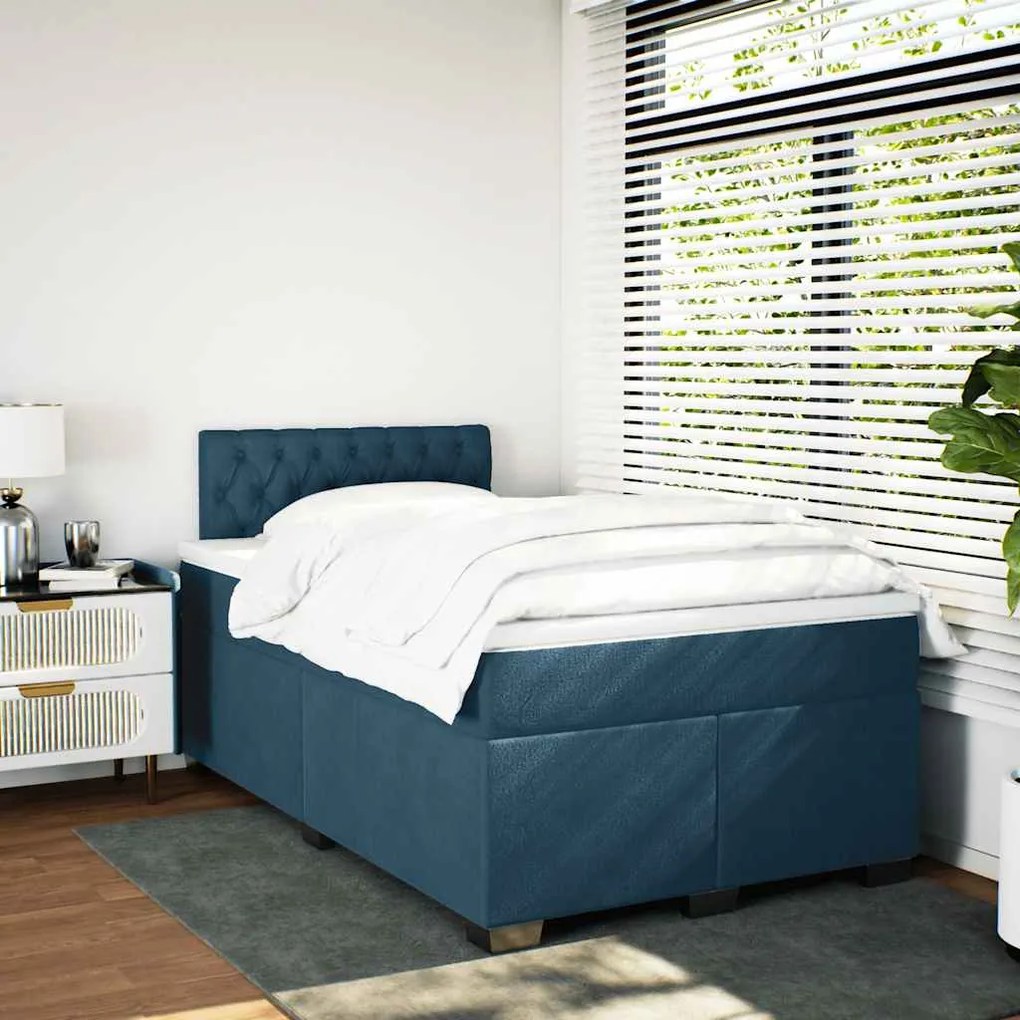 Box spring postel s matrací modrá 120 x 200 cm samet 3288592
