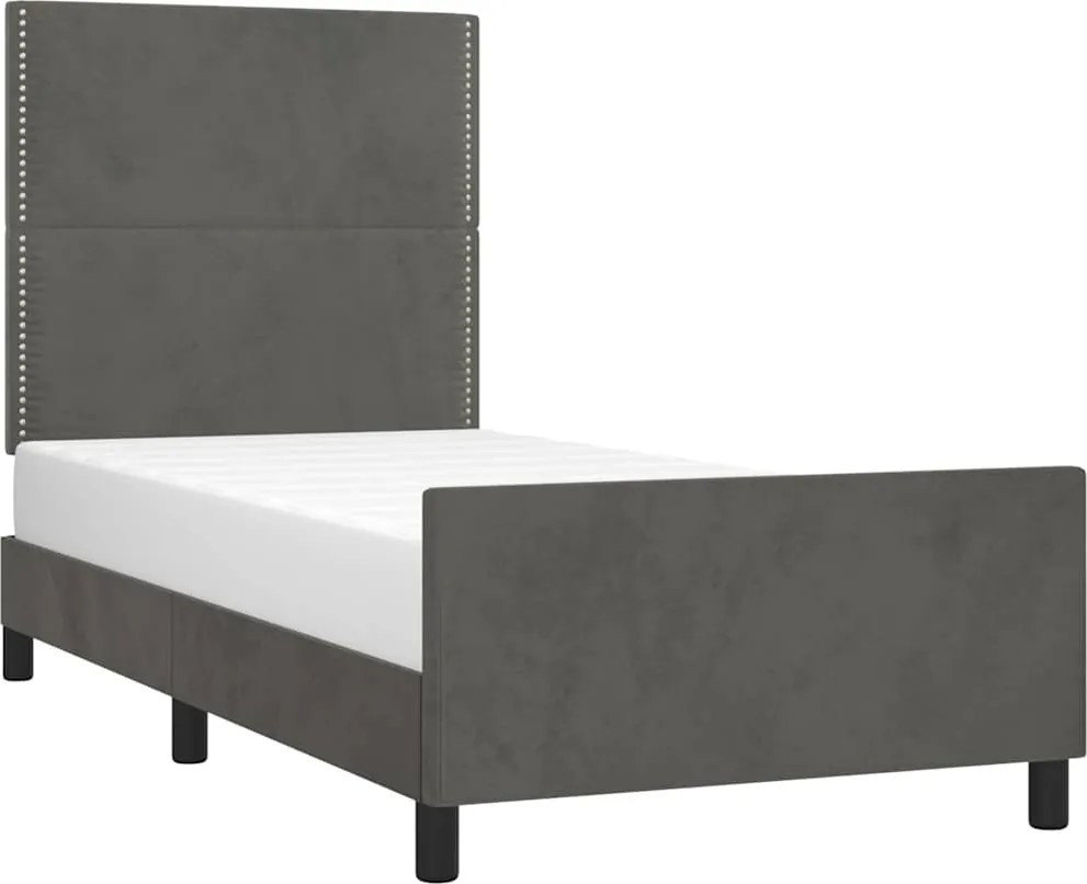 Rám postele bez matrace tmavě šedý 90 x 200 cm samet 3125673