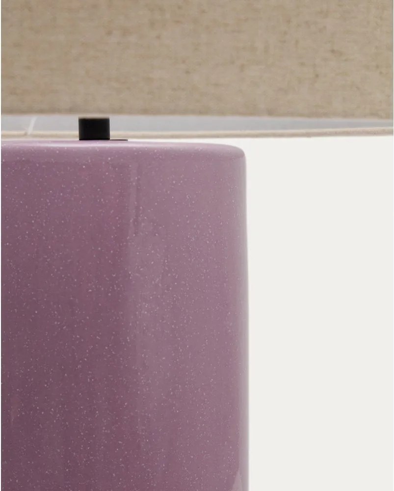 Fialová/béžová stolní lampa s textilním stínidlem (výška 52 cm) Toneric – Kave Home