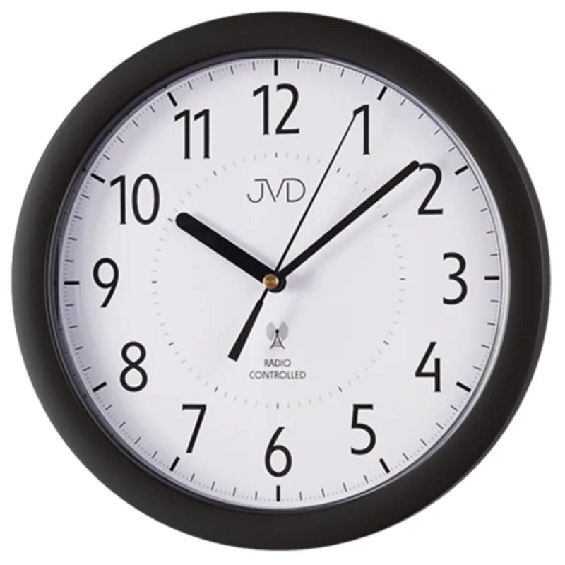 JVD Černé přesné moderní rádiem řízené hodiny JVD RH612.14