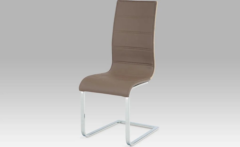 Autronic Jídelní židle, koženka coffee / sonoma / chrom WE-5022 COF