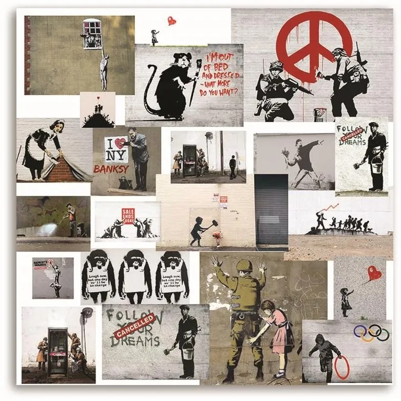 Gario Obraz na plátně Banksy mural - sbírka streetartových děl Rozměry: 30 x 30 cm
