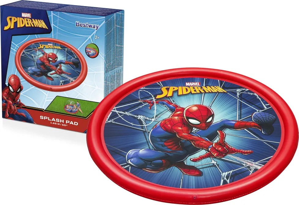 LEAN Nafukovací hrací podložka s fontánou Spiderman 165 cm Bestway 98792