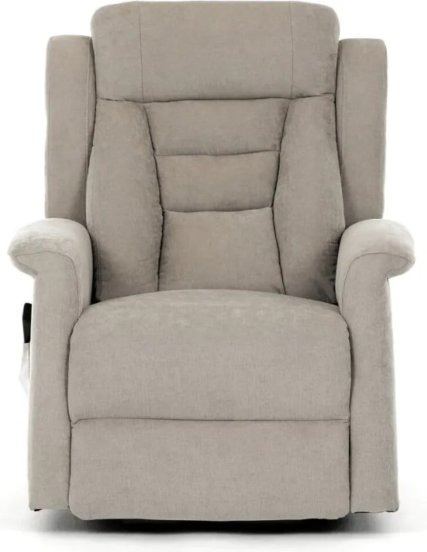 Relaxační křeslo s elektrickým ovládáním, pomoc při vstávání, potah lanýžová látka, 2 motory (82 x 98) cm