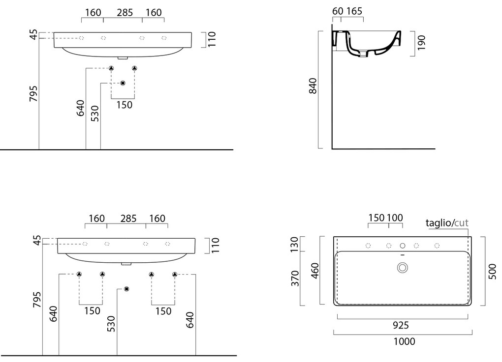GSI, SAND keramické umyvadlo 100x50 cm, bílá ExtraGlaze, 9023111