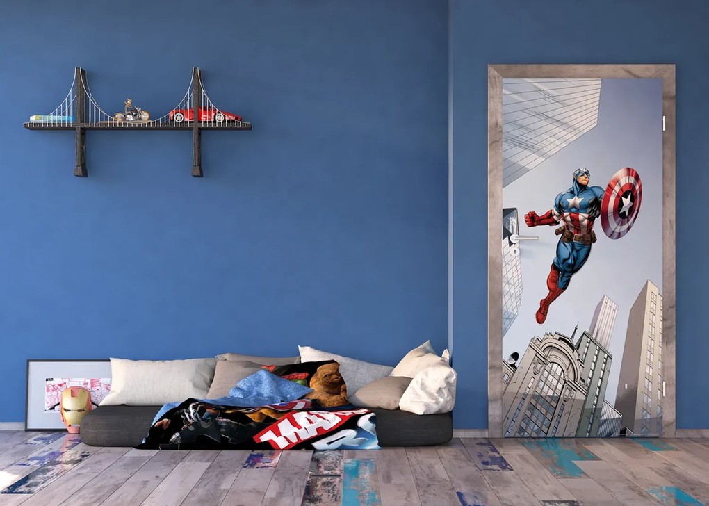 Dětská vliesová fototapeta na zed' Marvel Kapitán Amerika, Disney | 90 x 202 cm | DFTDNV 5454