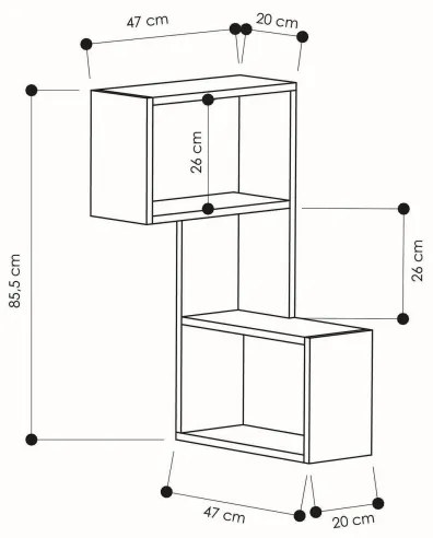 Rohová nástěnná police PART 85,5x47 cm bílá