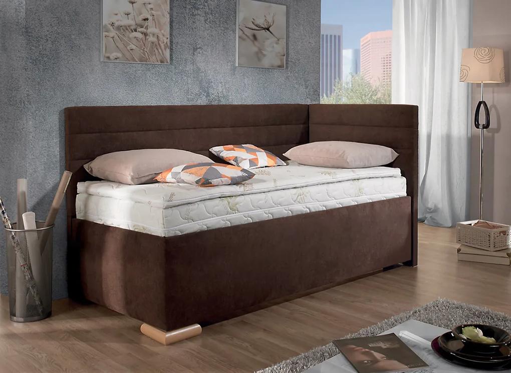 NEW DESIGN postele Rohová postel boxspring VENETO bez úložného prostoru s čely, 90×200 cm Velikost postele: 90 × 200 cm, Strana: Pravá
