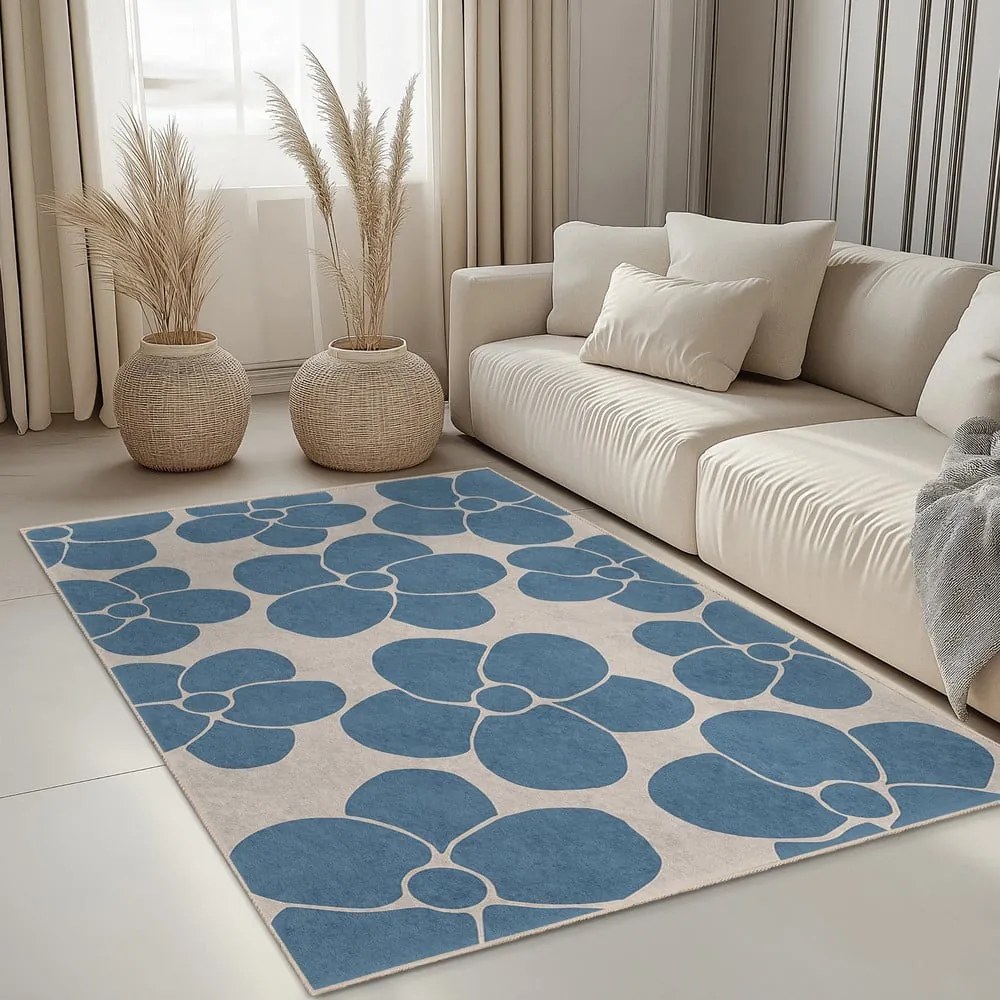 Modrý pratelný běhoun 60x230 cm Blue Meadow – Mila Home