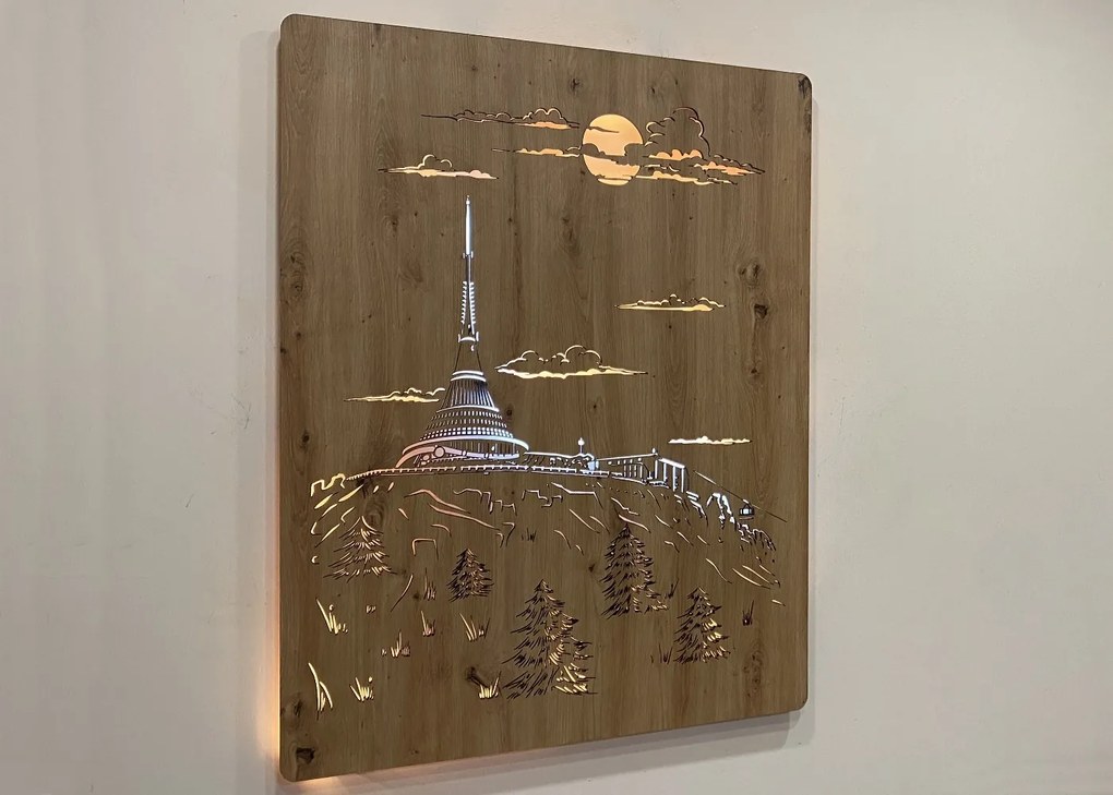 Li-Go "Ještěd" světelný obraz 230V 90x110 cm provedení povrchu: dub