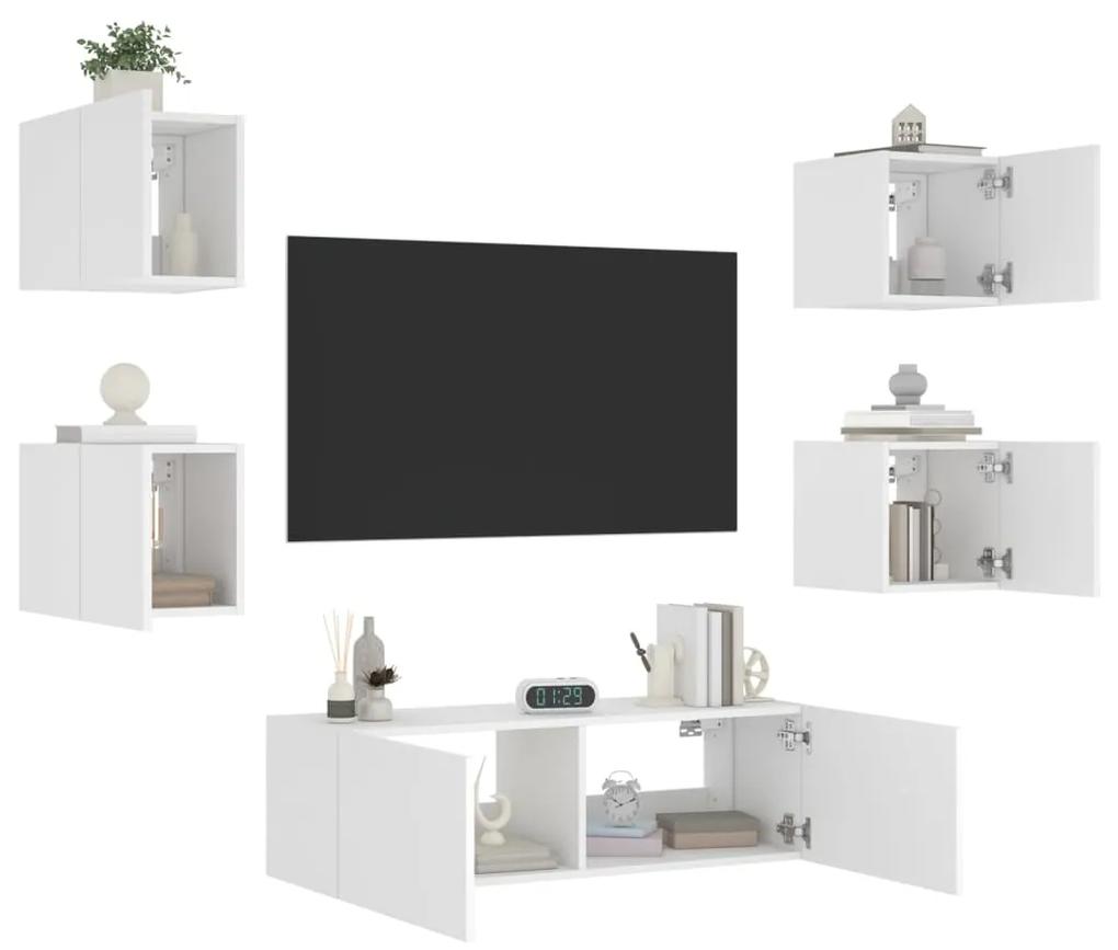 vidaXL 5dílná obývací stěna s LED osvětlením bílá