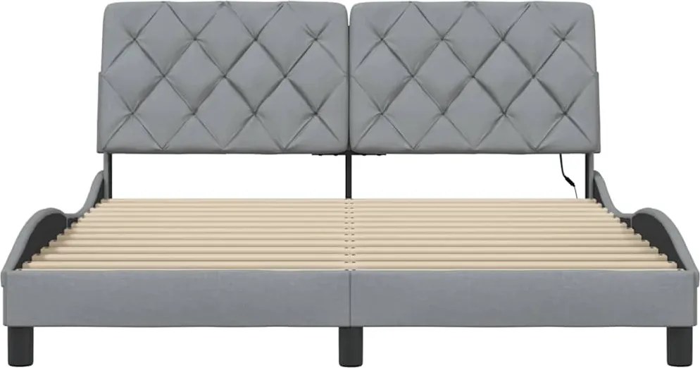 Rám postele s LED bez matrace Světle šedá 160x200 cm Látka 3310678