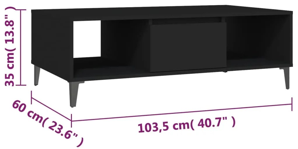 vidaXL Marketos Konferenční stolek černý 103,5 x 60 x 35 cm kompozitní dřevo