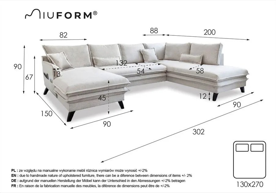 Tyrkysová rozkládací pohovka do "U" Miuform Charming Charlie, pravý roh
