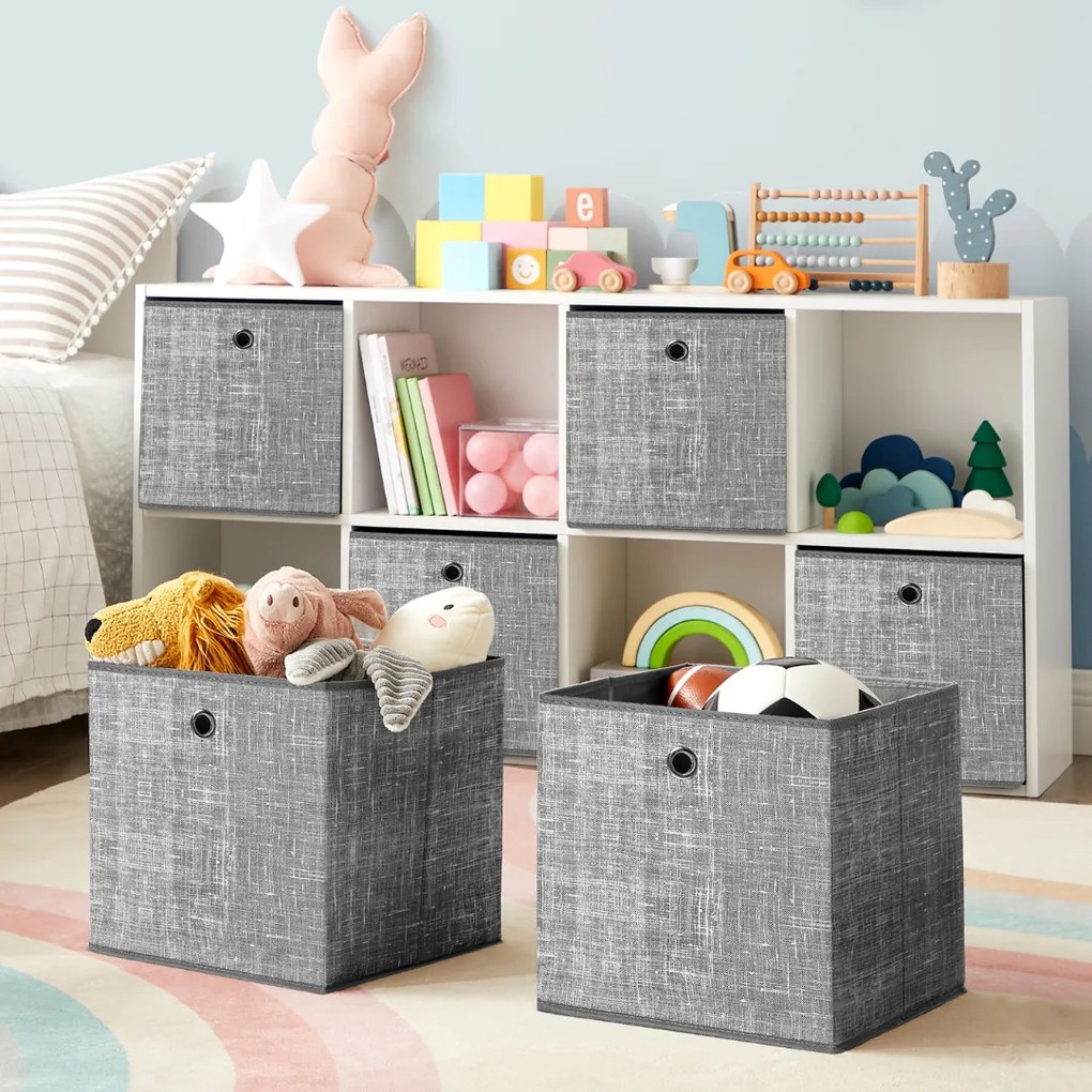 Úložné boxy GARY 6ks, 30x30x30cm, šedá SongmicsHome