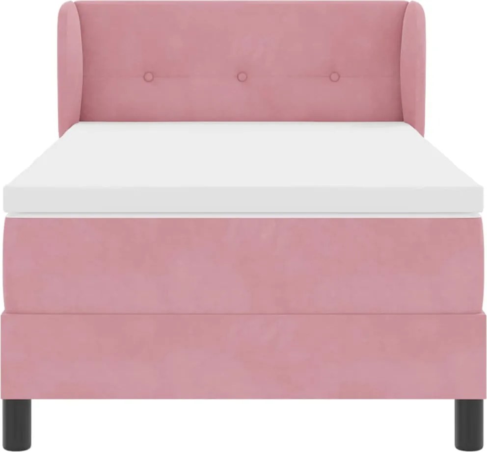 Postel s boxspringem s čelo Růžová 80 x 200 cm samet 3340363