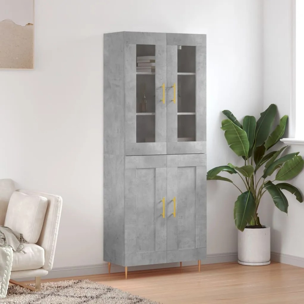 Skříň highboard betonově šedá 69,5x34x180 cm kompozitní dřevo