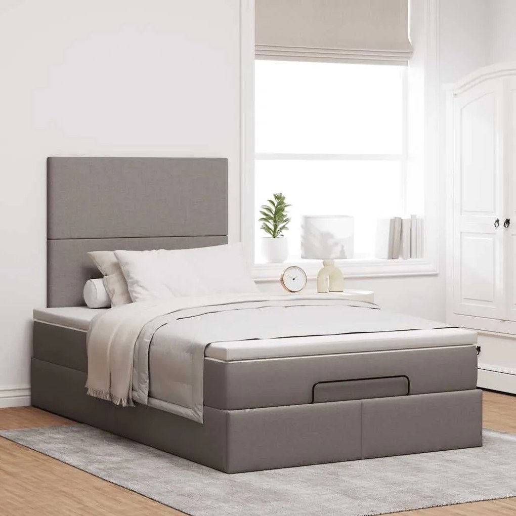 Osmanský rám postele s matrací taupe 120x200cm textil 3313068