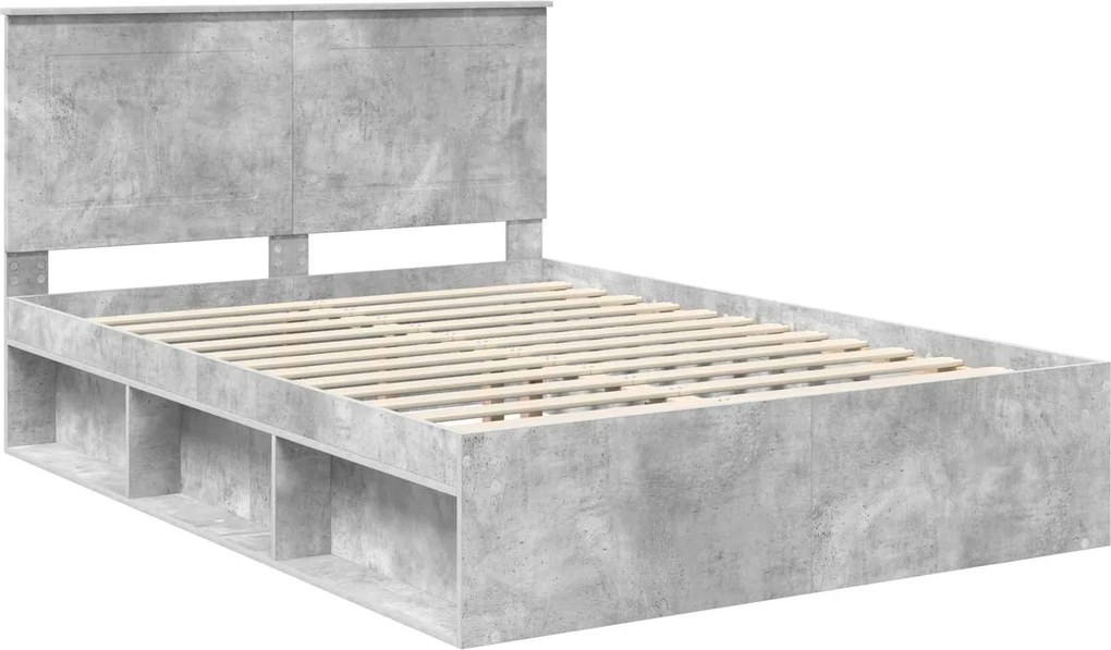 Rám postele s čelo Beton 160 x 200 cm Masivní borové dřevo 3409330