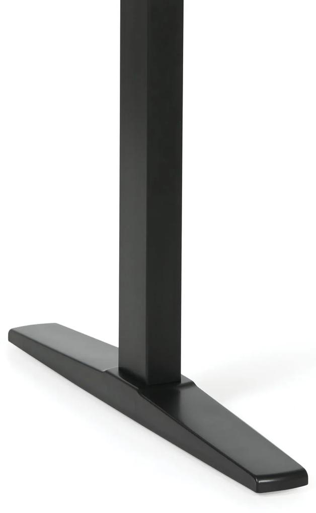 Výškově nastavitelný stůl, elektrický, 675-1325 mm, rohový pravý, deska 1600x1200 mm, černá podnož, ořech